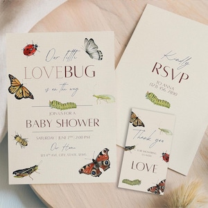 Love Bug Baby Shower Bundle Butterfly Shower Invitation Set Cottage ...