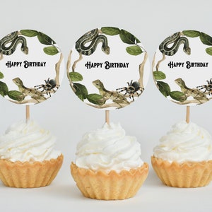 Reptile Cupcake Topper Printable Reptile Cake Topper Bundle Reptile ...