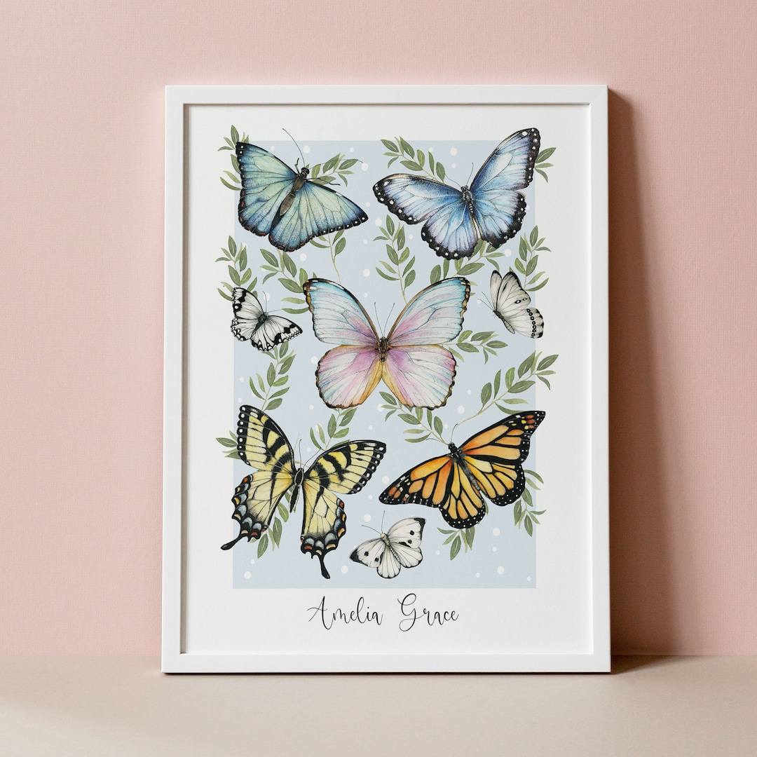 Personalized Baby Name Print Butterfly Nursery Decor Print Butterfly ...