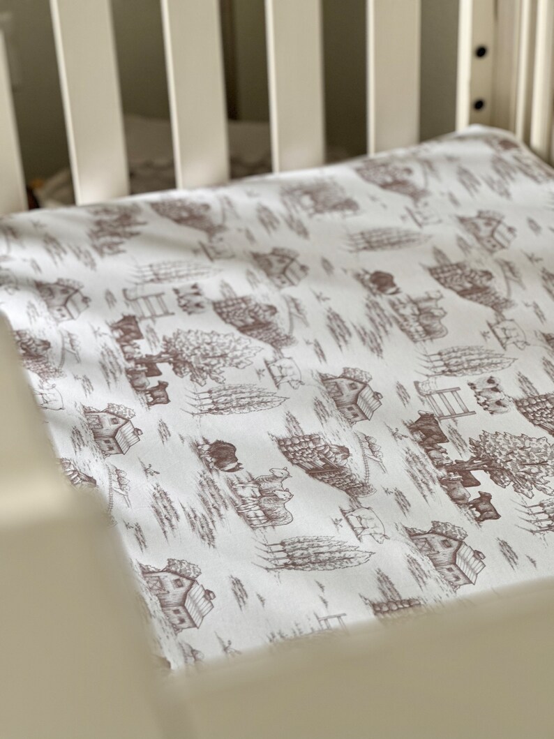 Farm Toile Crib Sheet Vintage Crib Bedding French Toile De Jouy Bedding ...