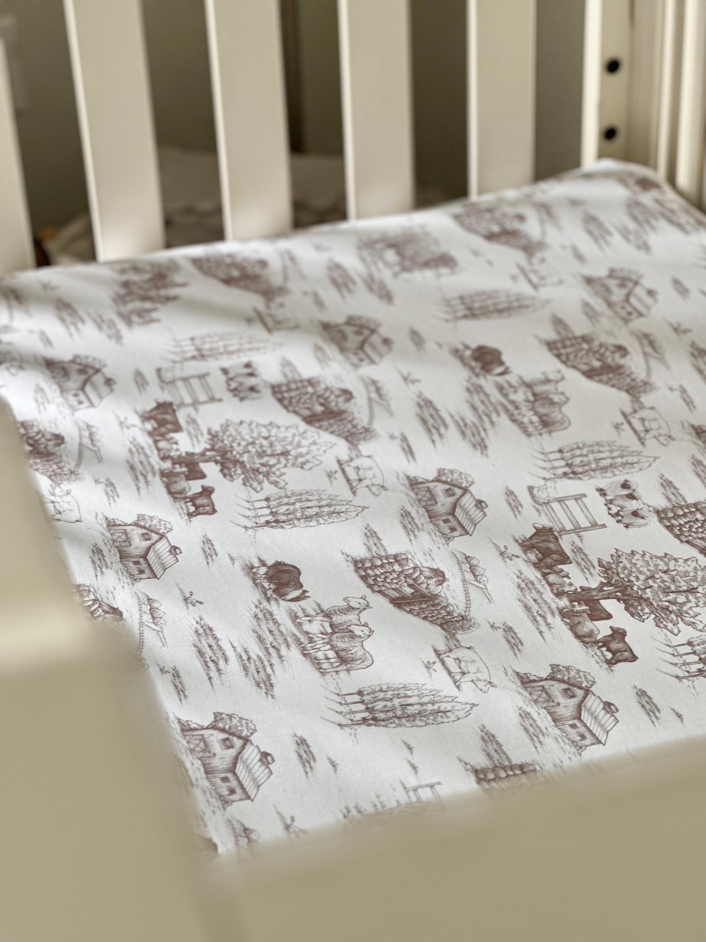Farm Toile Crib Sheet Vintage Crib Bedding French Toile De Jouy Bedding ...