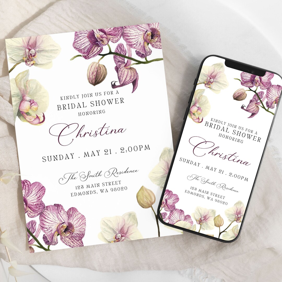 Orchid Invitation Bundle Purple Floral Bridal Shower Invitation Orchid ...