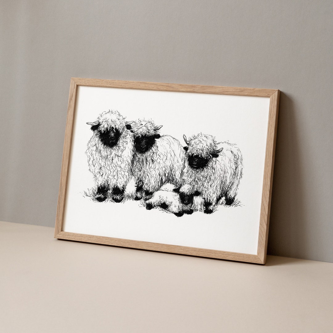 Valais Blacknose Sheep Print Farm Theme Nursery Print Art Farm Nursery ...