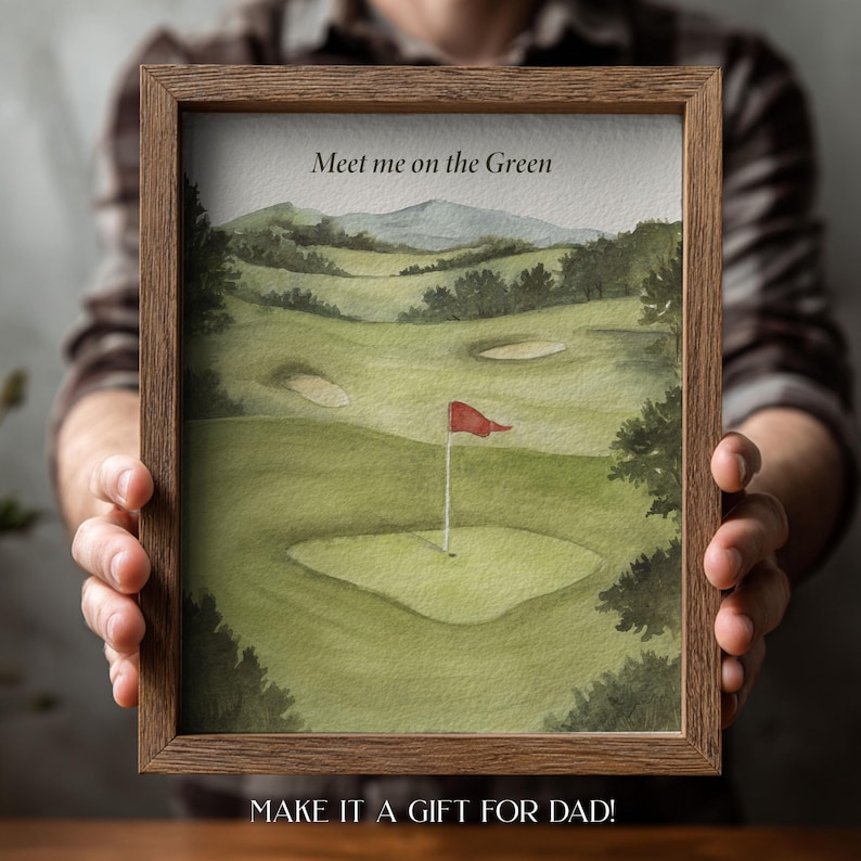 Vintage Golf Wall Art Framed Golf Bedroom Decor Watercolor Golf Course ...