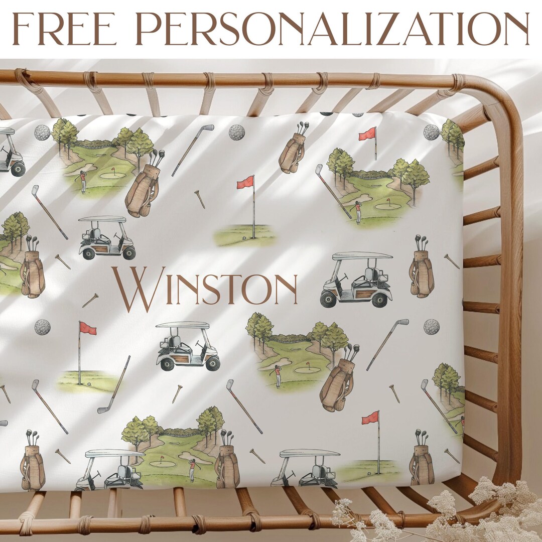Custom Crib Sheet Golf Baby Shower Gift Idea Classic Sport Nursery ...