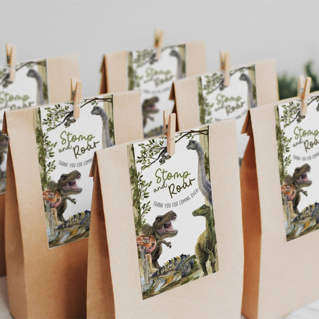 Editable Dino Party Favor Tag Boy Dinosaur Birthday Party Decor Gift ...