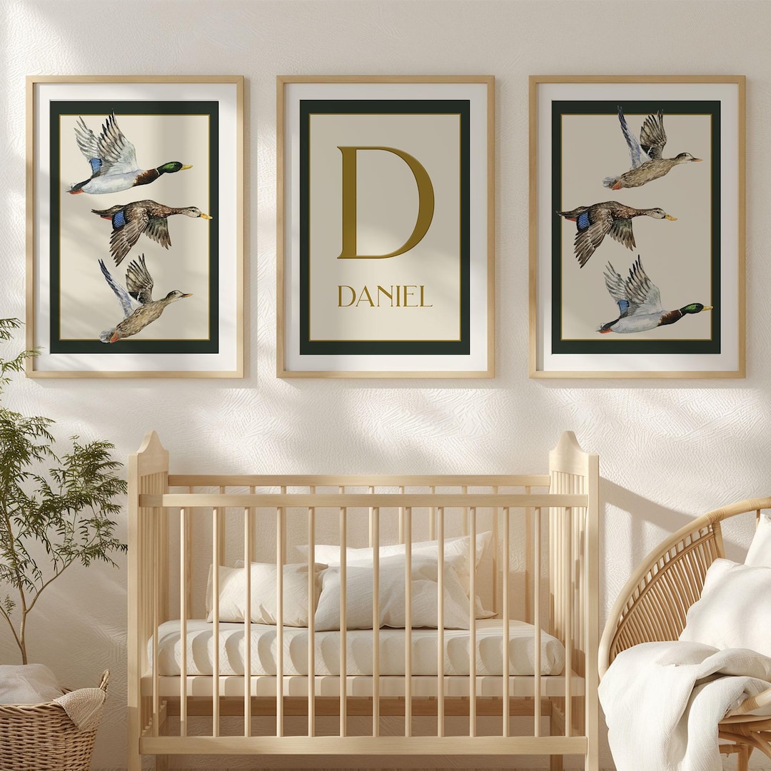 Mallard Duck Nursery Decor Boy Hunting Nursery Wall Art Set of 3 Custom ...