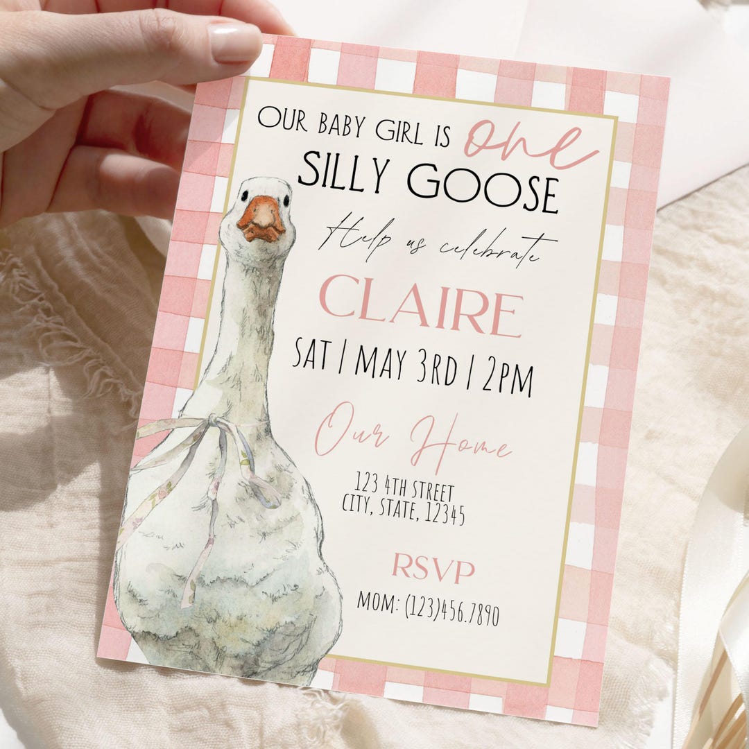 EDITABLE Silly Goose 1st Birthday Invitation Bundle One Silly Goose ...