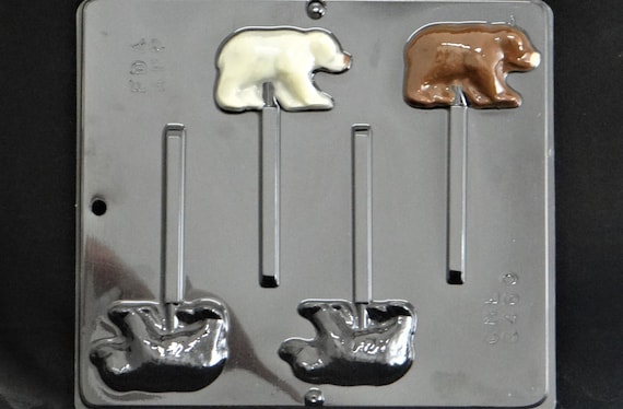 Polar Bear Grizzly Lollipop Chocolate Candy Mold 3469 4 | Etsy
