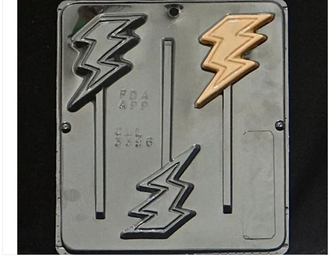 Lightning Bolt Lollipop Chocolate Candy Mold 3396 Potter - Etsy