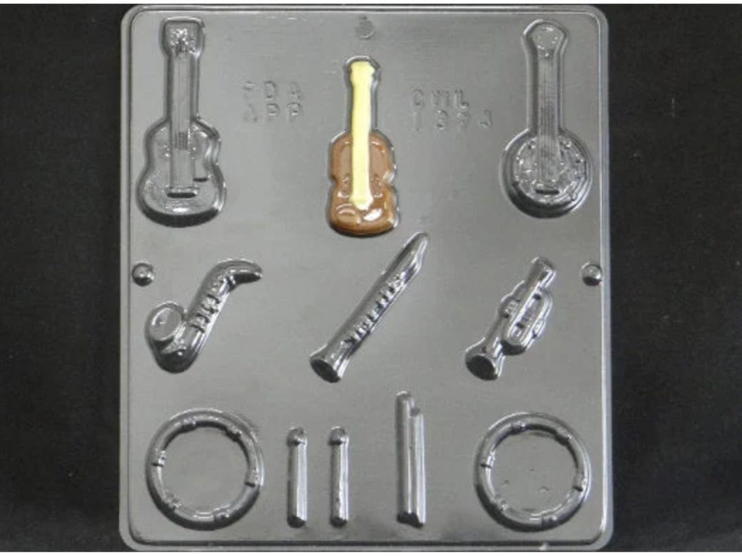 Music Instruments Banjo Guitar Flute Drums More Chocolate Candy Mold ...