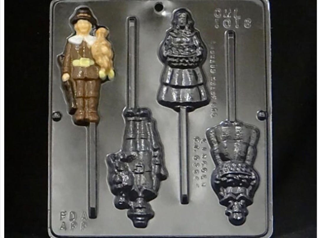 Pilgrim Man and Woman Lollipop Chocolate Candy Mold Thanksgiving 1018 ...