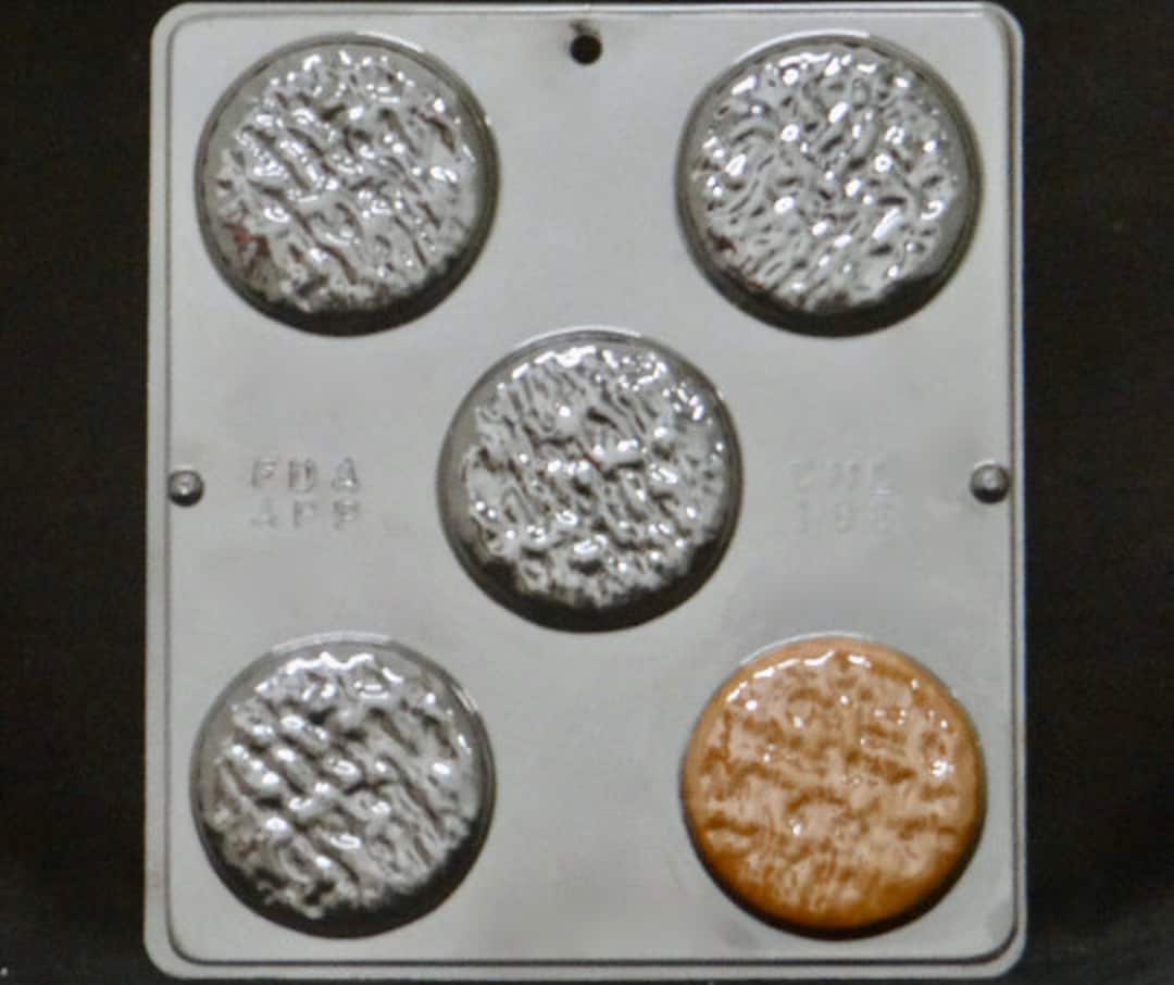 Round Flat Chocolate Mint Patty Mold Chocolate Candy Mold 198 5 Cavity ...