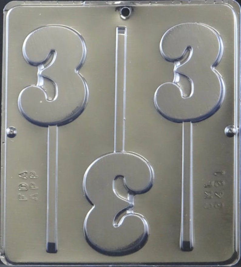 Number 3 Lollipop Chocolate Candy Mold Birthday 3# 3431 - Etsy
