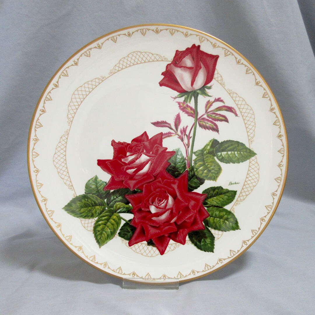 Service Plate E M Boehm Roses of Excellence Collection LOVE - Etsy