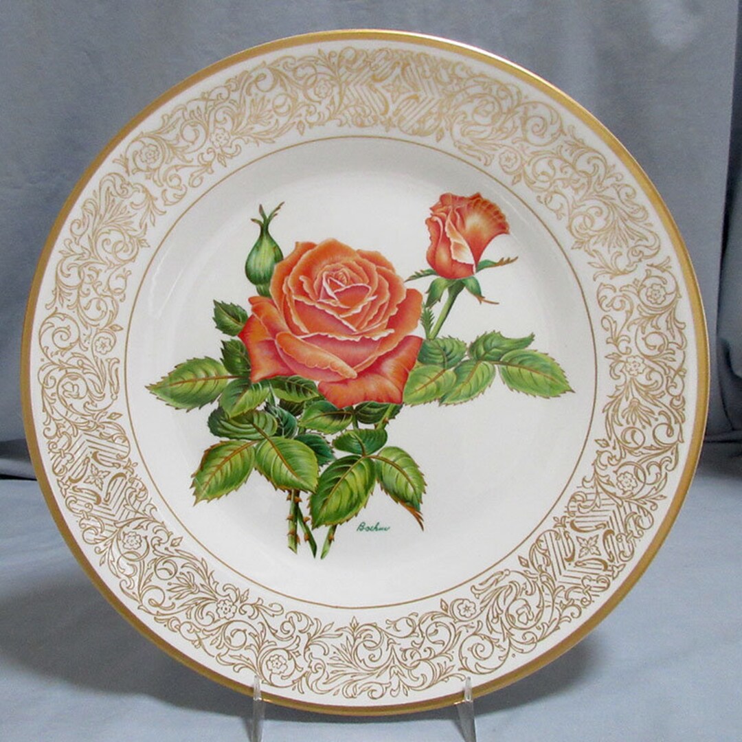 Service Plate E M Boehm Rose Plate Collection the TROPICANA ROSE ...