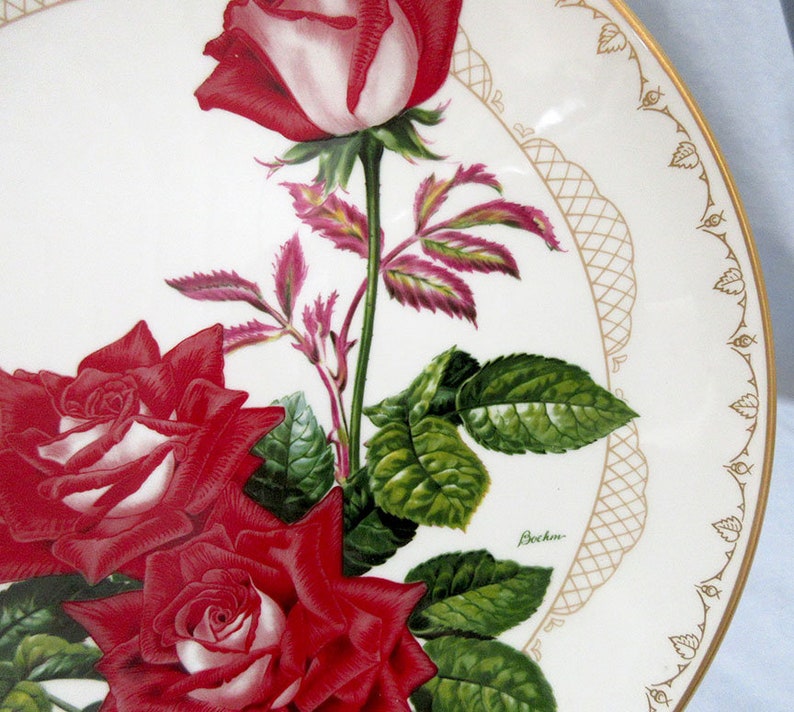 Service Plate E M Boehm Roses of Excellence Collection LOVE - Etsy