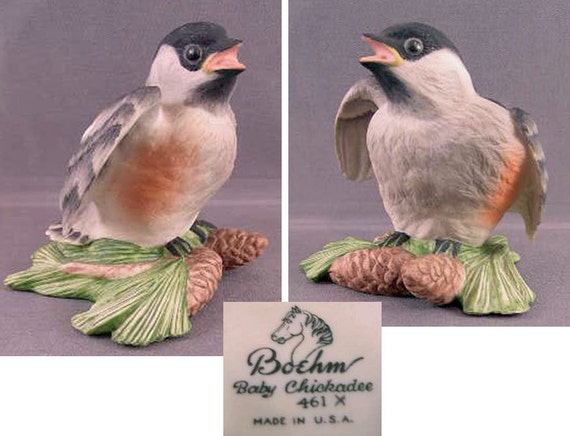 Porcelain Baby Bird Figurine Fledgling Black-capped CHICKADEE - Etsy