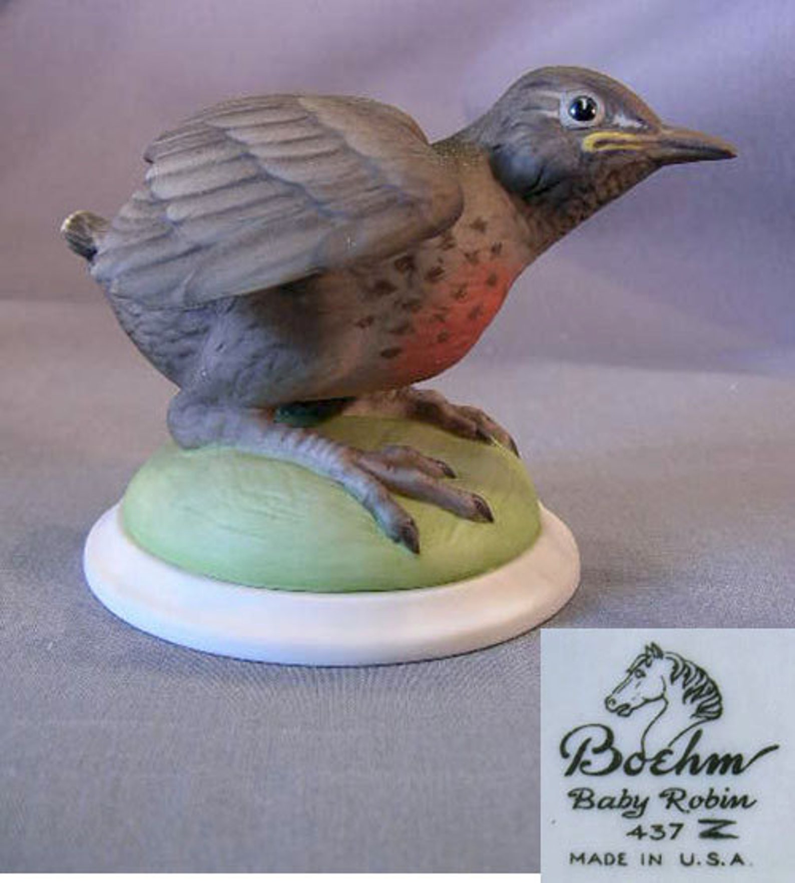 Porcelain Baby Bird Figurine Fledgling ROBIN by Edward Marshall Boehm ...