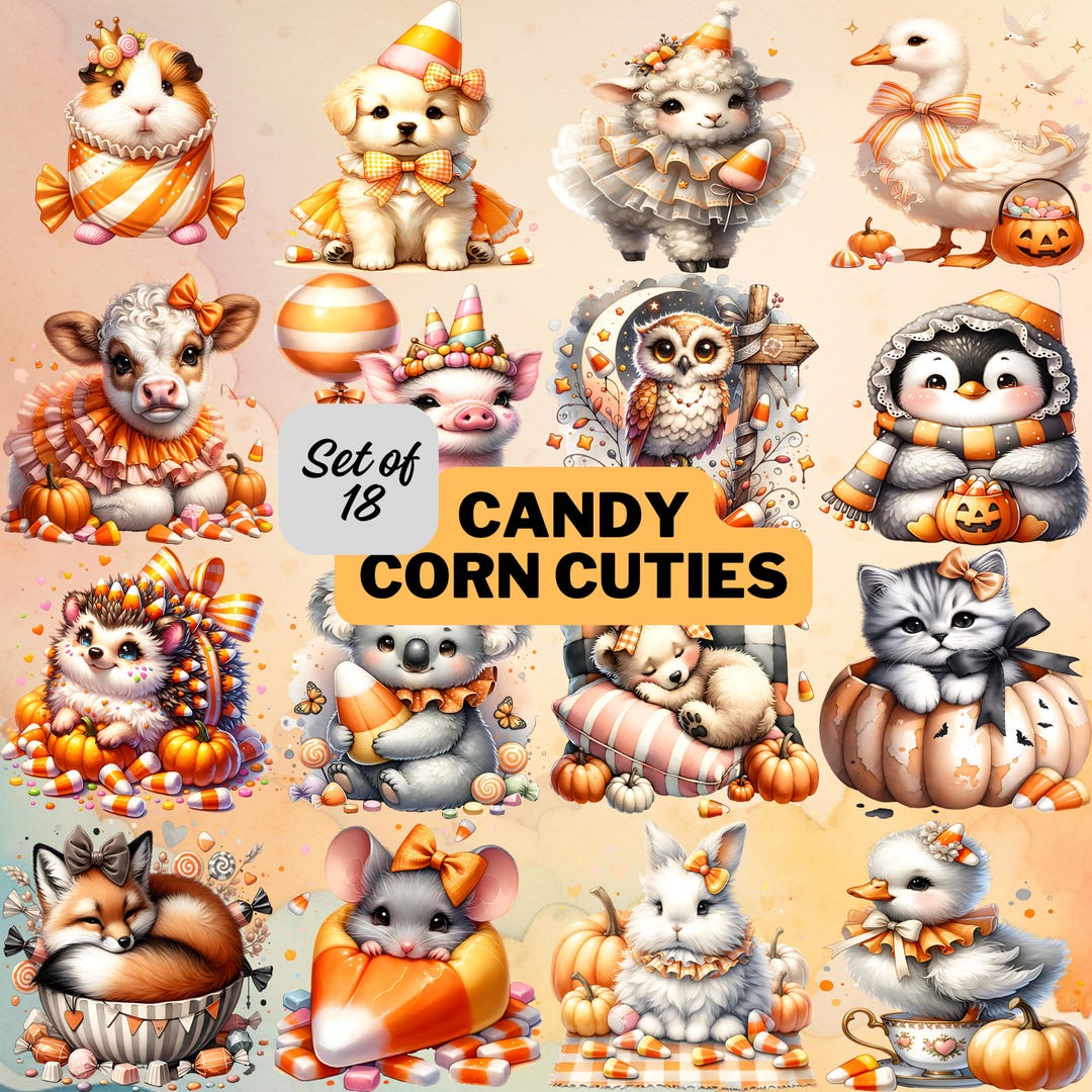 Cute Halloween Clipart - Watercolor - Candy Corn Cuties- Girly ...