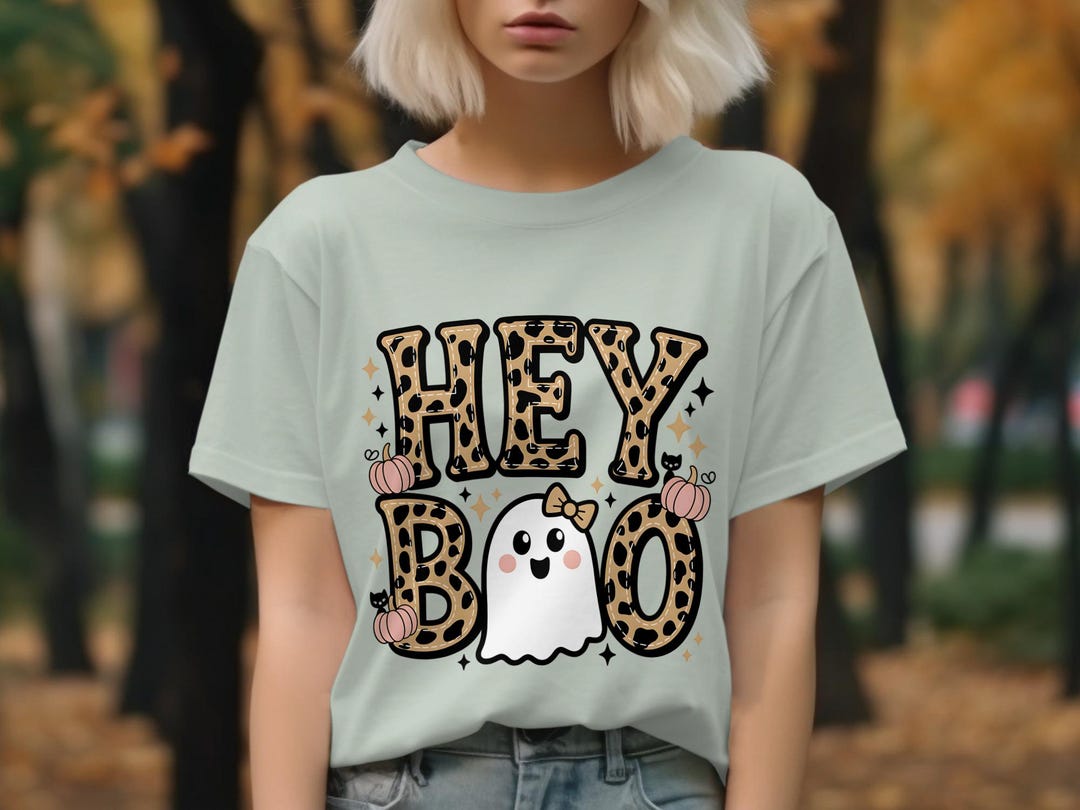 Hey Boo Ghost PNG: Leopard Print Halloween Design (digital Download) - Etsy