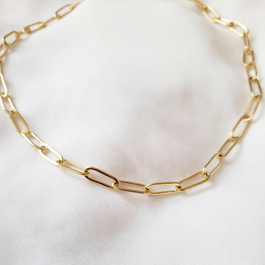 Gold Link Chain Necklace - Link Chain Necklace - Gold Paperclip ...