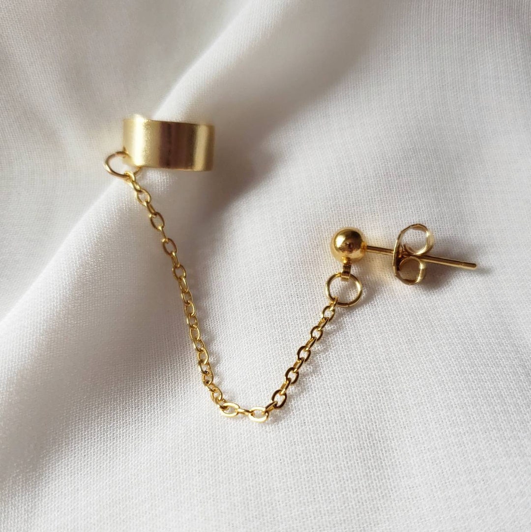 Ear Cuff Chain Studs Ear Cuff Chain Earrings Chain Stud Earrings ...