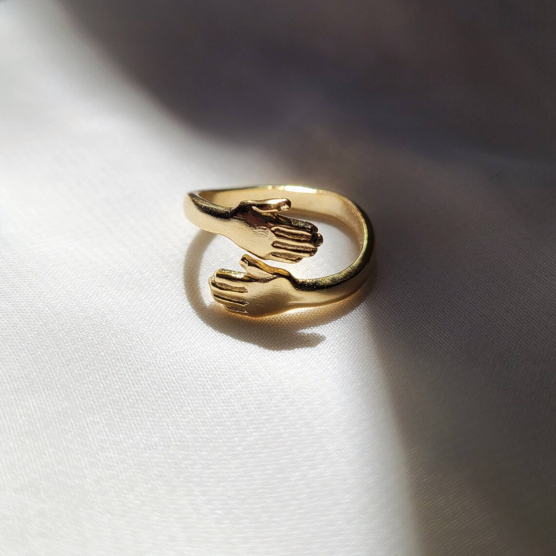 Hug Ring - Gold Hug Ring - Hand Ring - Gold Hand Ring - Hands Ring ...