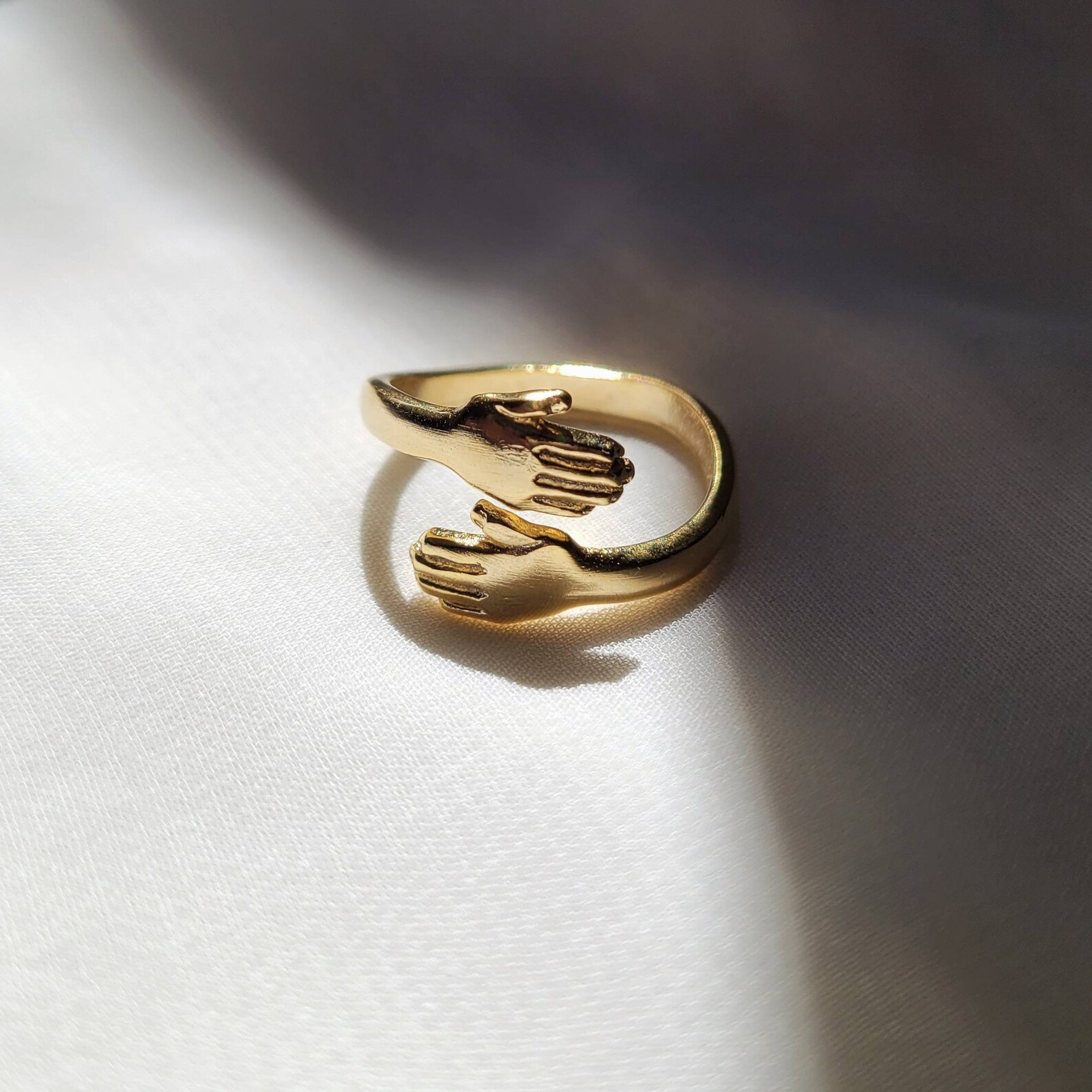 Hug Ring - Gold Hug Ring - Hand Ring - Gold Hand Ring - Hands Ring ...