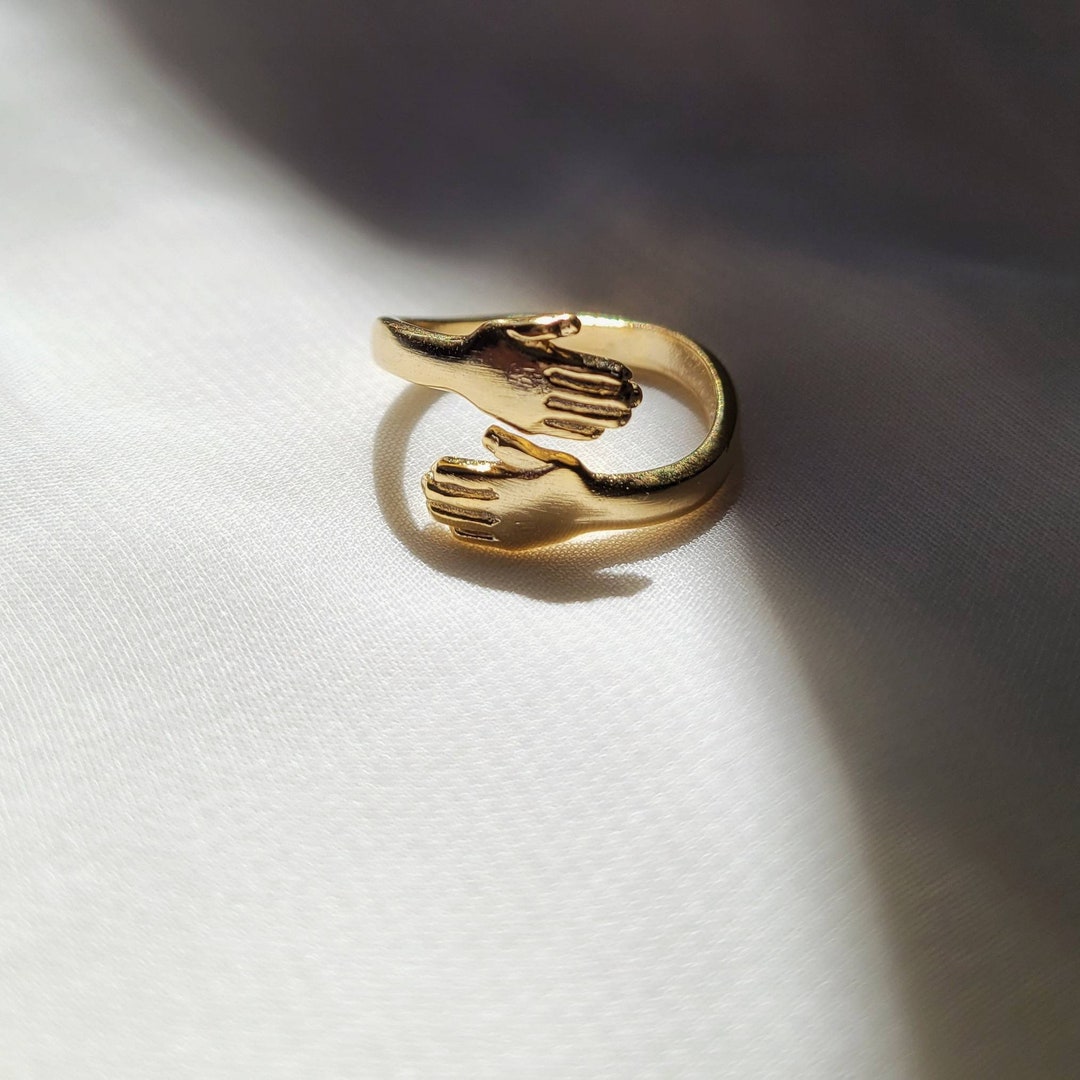 Hug Ring - Gold Hug Ring - Hand Ring - Gold Hand Ring - Hands Ring ...