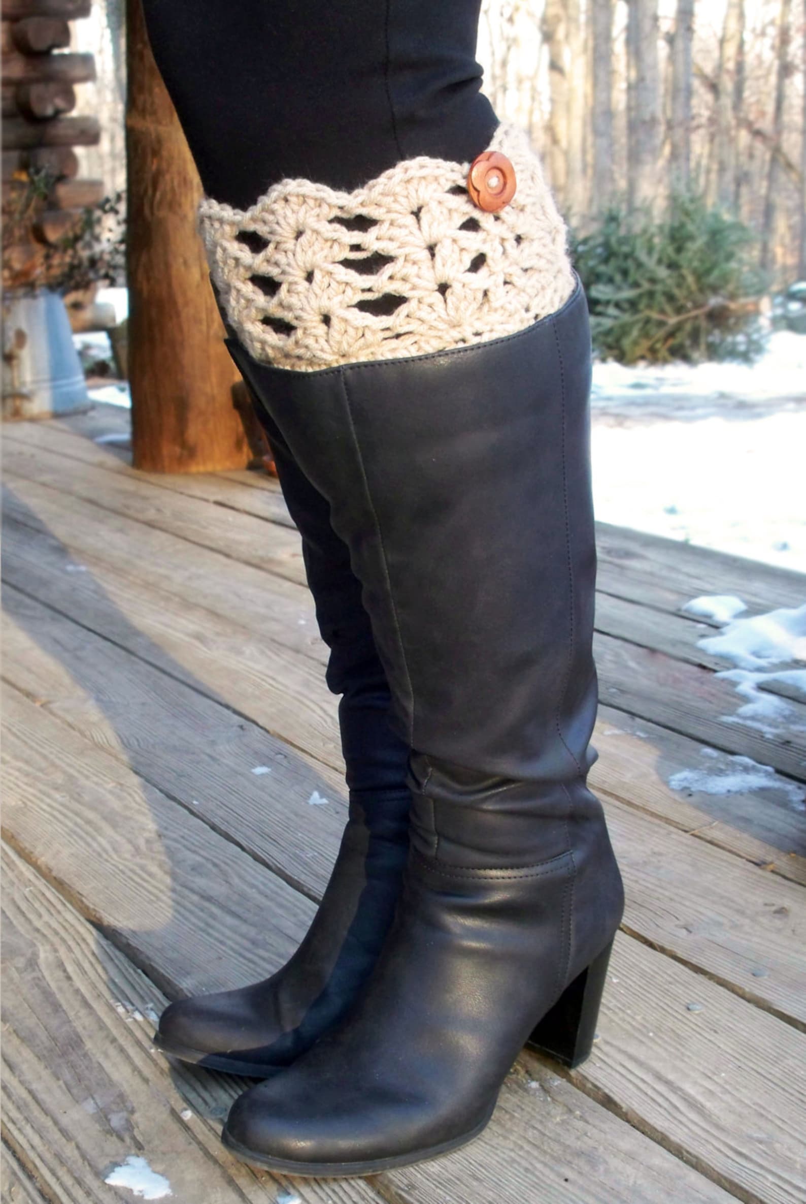 Crochet Chunky Lace Boot Cuff PATTERN Button Boot Toppers | Etsy