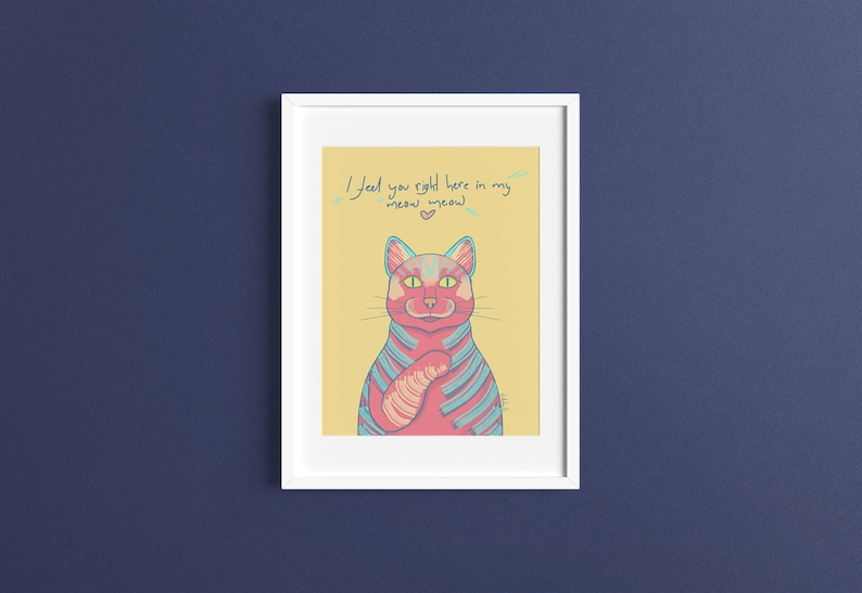 Cat Love Digital Art Illustration Wall Art Print Artwork Printable ...