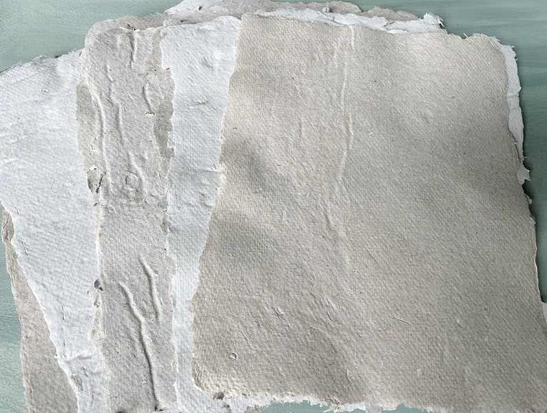 Rustic Handmade Papers, 10 Pieces, Deckle Edged Papers, Recycled, Rough ...