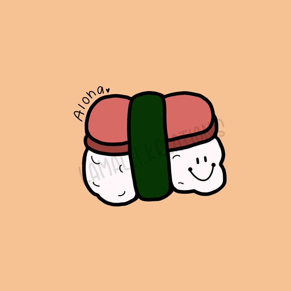 Musubabeh, Musubi, Local Food, Hawaii Food, Kawaii Art PNG File - Etsy