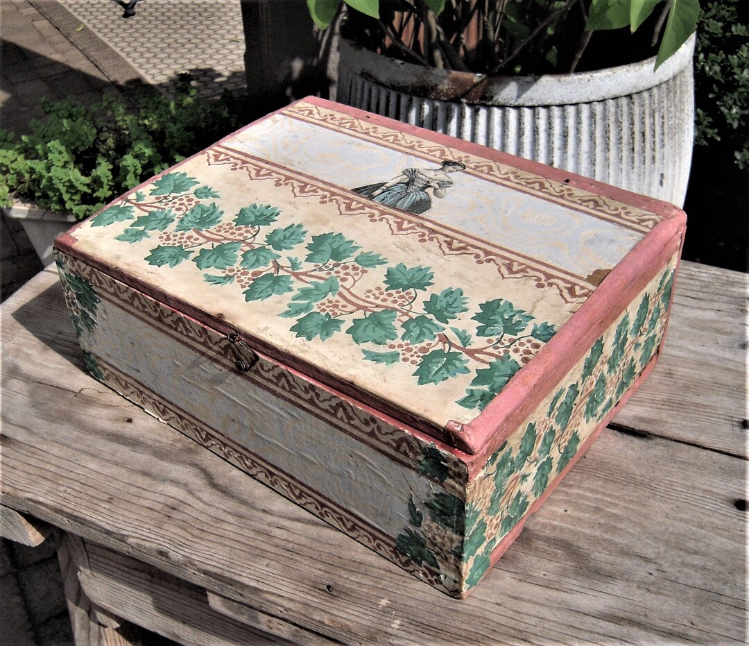 Victorian Wallpaper Covered Civil War Era Box Ladies Handwork Circa ...