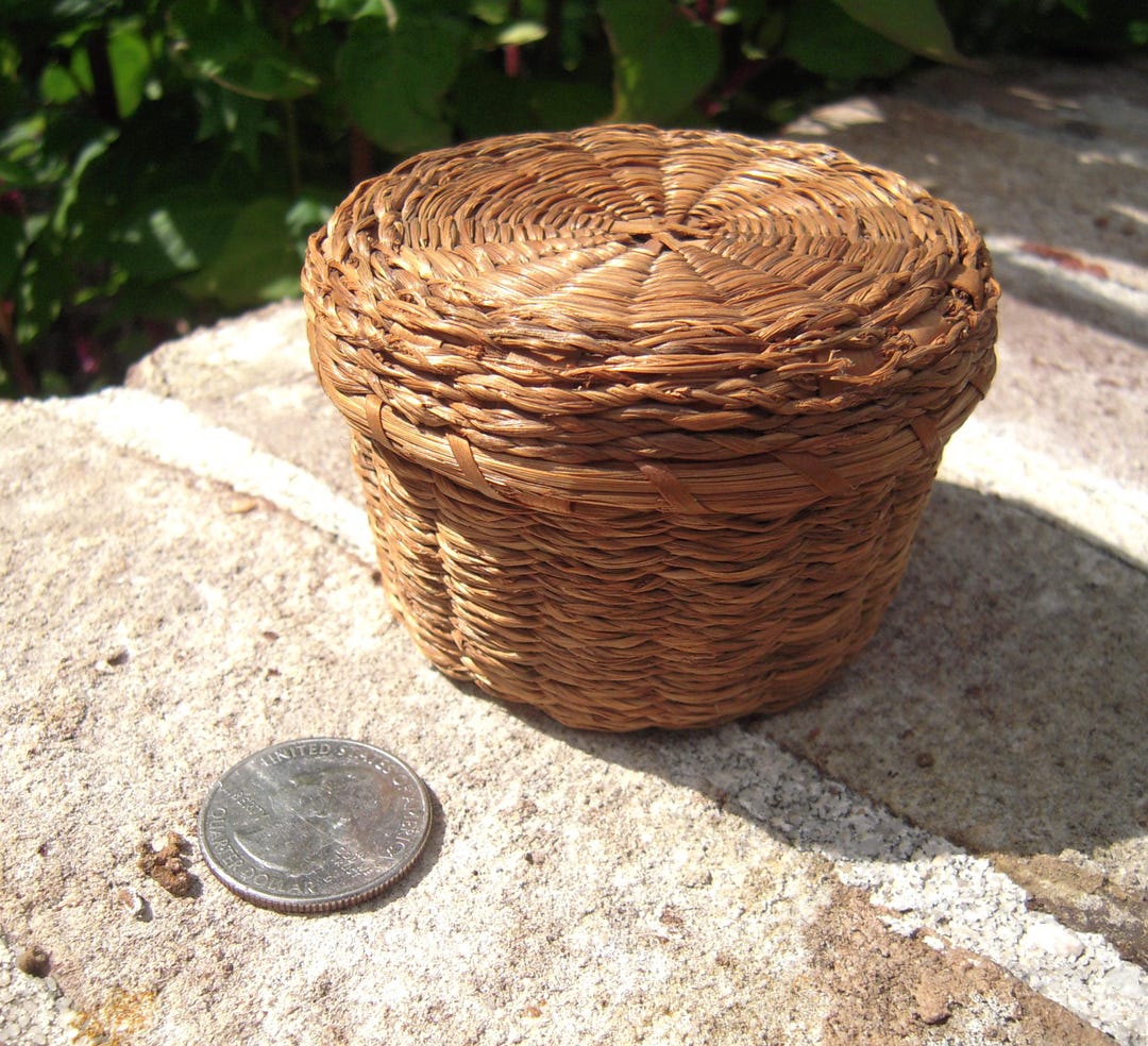 Antique Miniature Native American Basket Sweetgrass Ash Splint Wabanaki ...