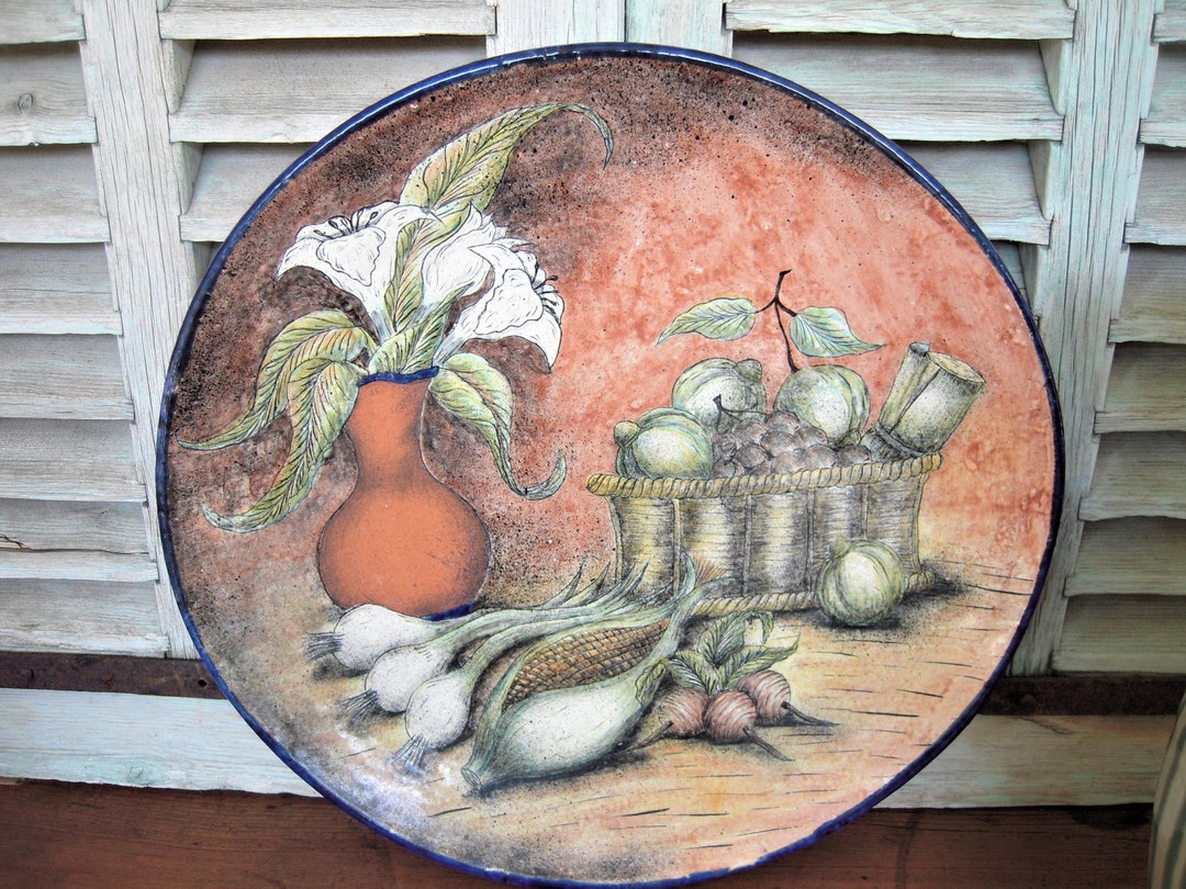 HUGE Vintage Mexican Pottery Santa Rosa Ceramic Platter Majolica Mexico ...