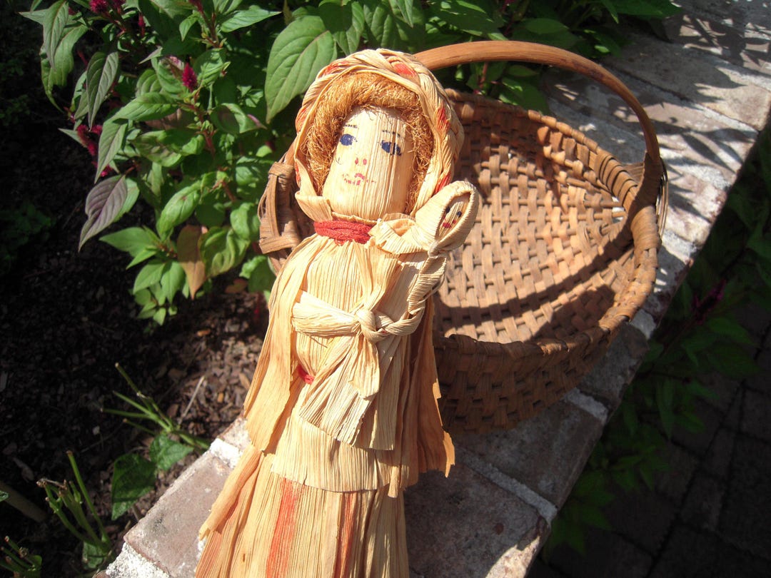 Large Vintage Corn Husk Doll American Primitive Southern Folk Art Toy ...