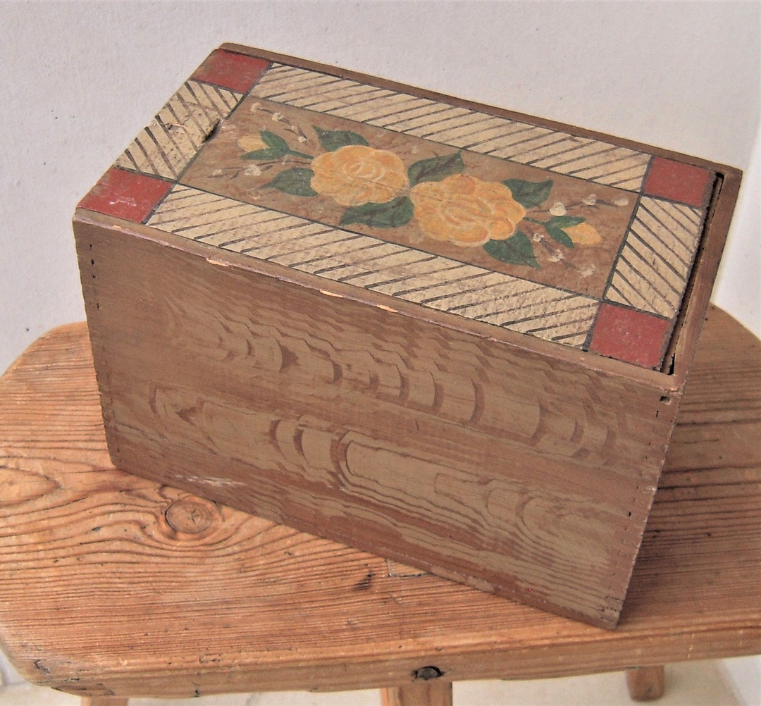 Antique American Folk Art Painted Box Wooden - Etsy