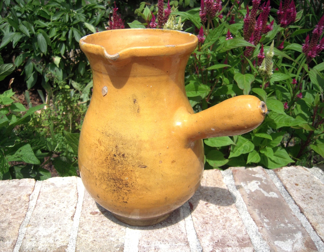 RARE Antique French Yellow Pottery Toupin Cooking Pot Provence 19th ...