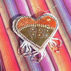 Antique Pin Cushion Heart Shaped Native American Beadwork Dated 1936 ...