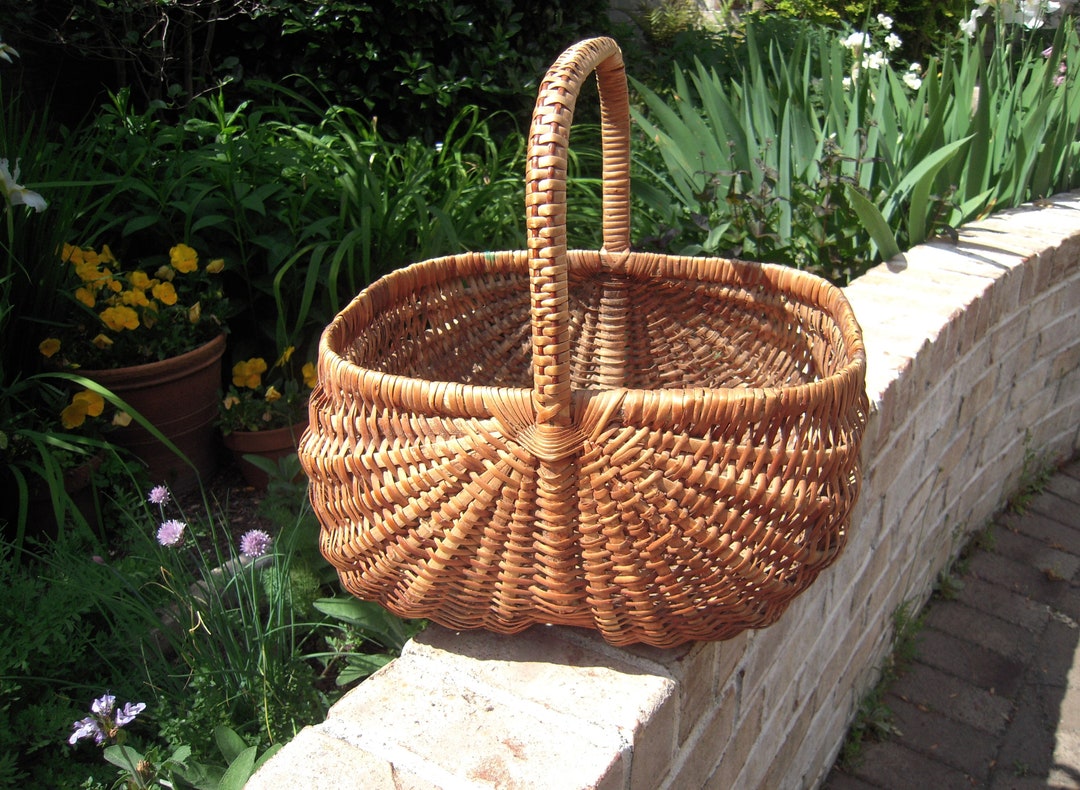 LARGE Antique French Market Basket Harvesting Gathering Farmhouse ...