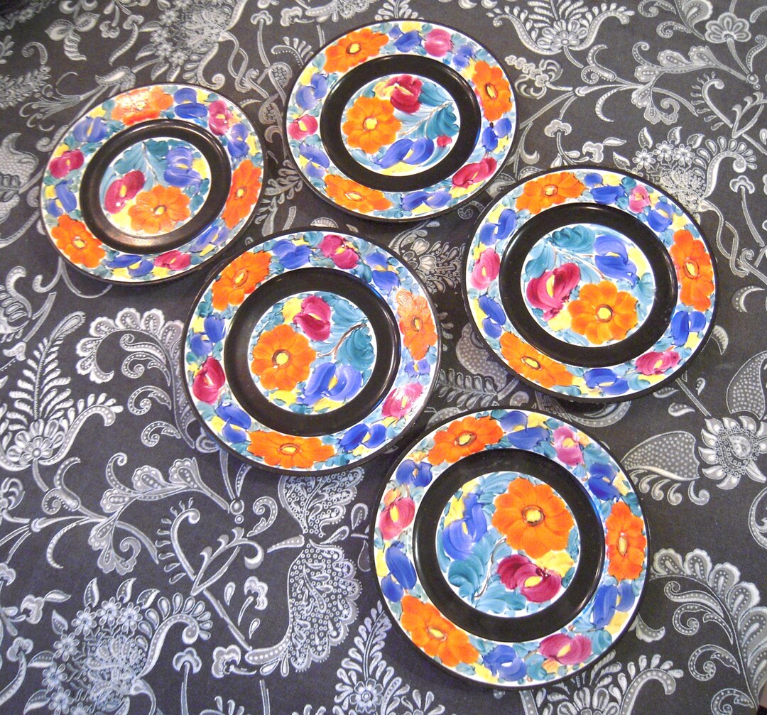 Five Czecho Peasant Art Plates Joseph Mrazek Early Blackbird Mark 1918 ...