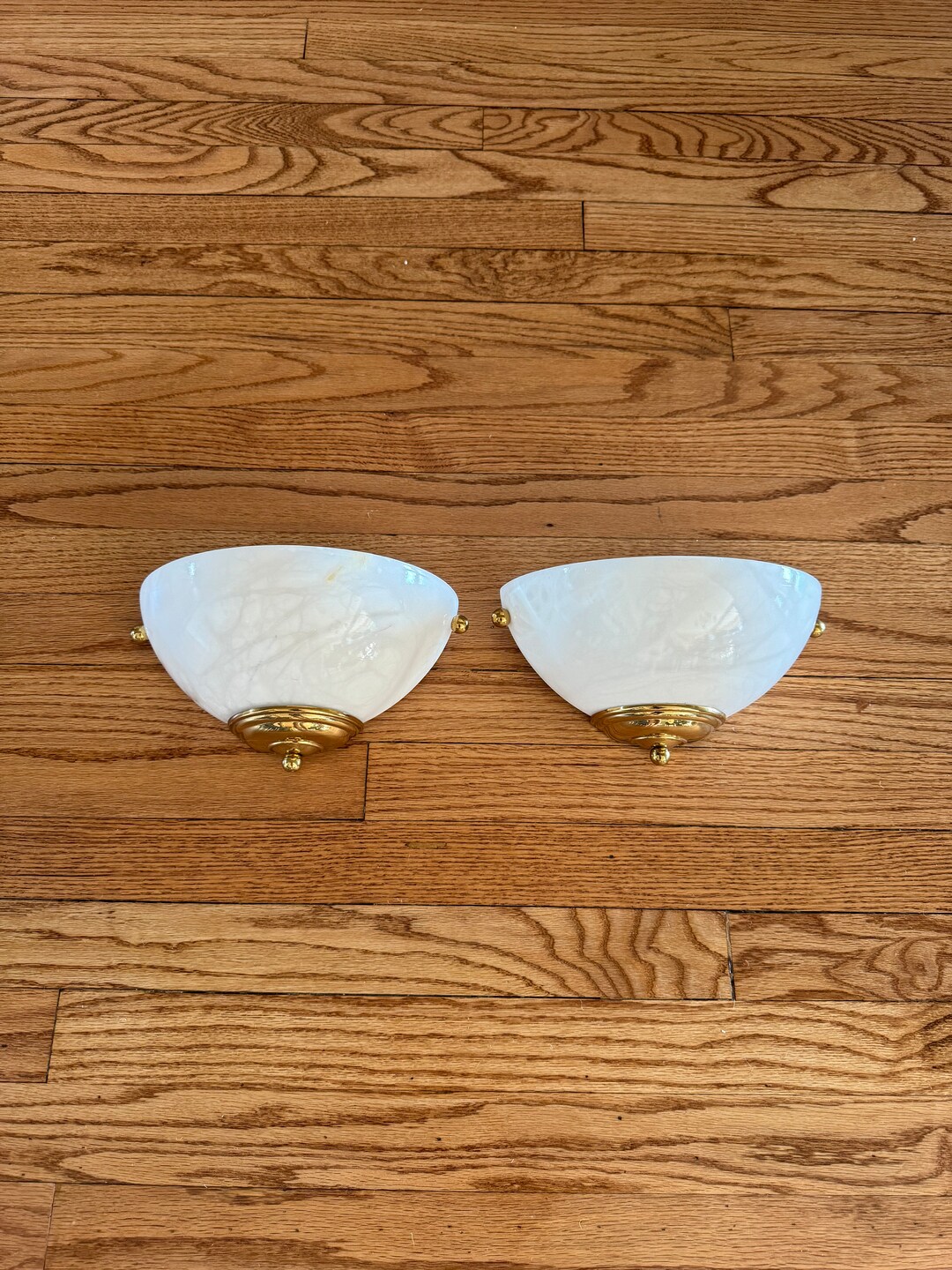 Spanish Alabaster & Solid Brass Wall Sconce Light Fixtures - Set of 2 ...