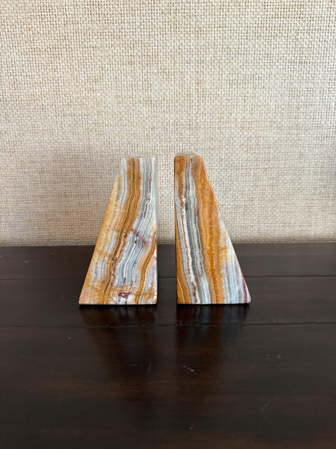 Mid-century Geometric Onyx Bookends / Pair - Etsy