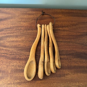 Rustic Carved Wooden Wavy Spoon Set - Etsy