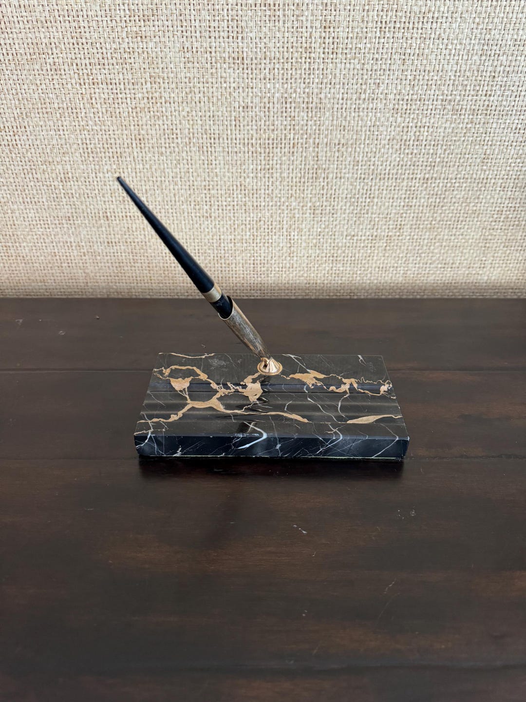 Vintage Sheaffer Desktop Black Marble Onyx Pen Holder - Etsy