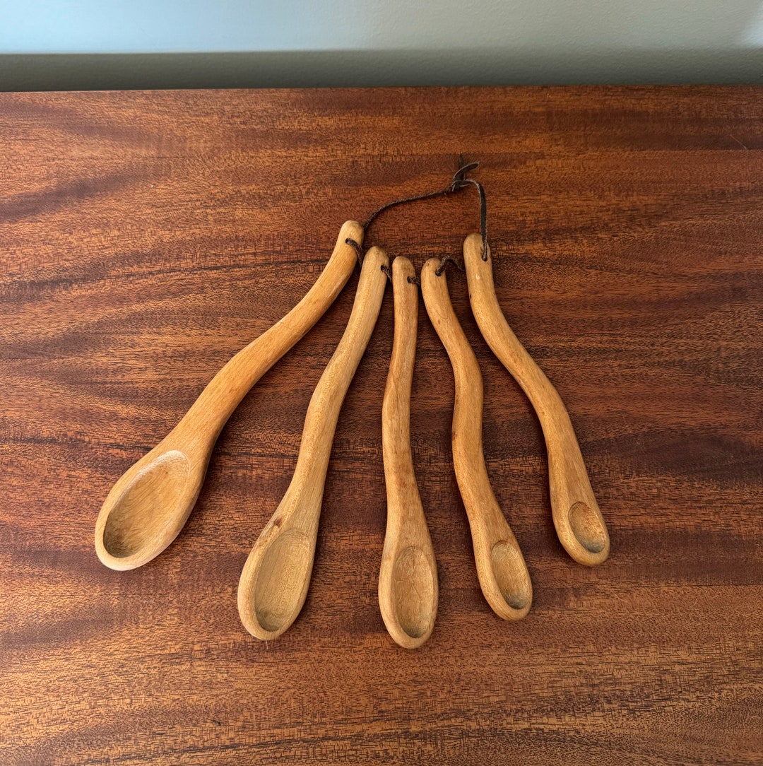Rustic Carved Wooden Wavy Spoon Set - Etsy