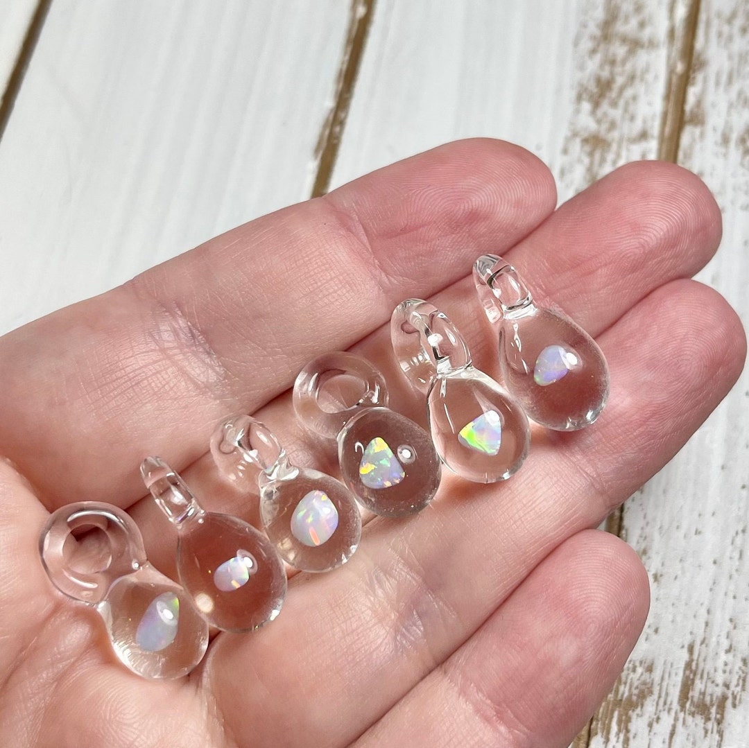 Hand Blown Encased Opal Glass Pendant Necklace, Lampwork Handmade - Etsy