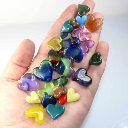 Red Glass Hearts - Etsy